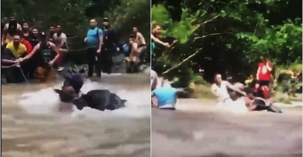 ¡IMPACTANTE! Salvan a migrante con su bebé en brazos de ser arrastrados ...