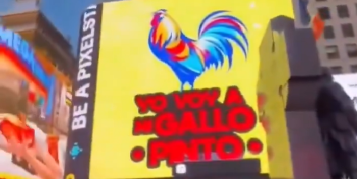 ¡GALLO PINTO EN TIME SQUARE! El slogan de campaña electoral de Nicolás ...